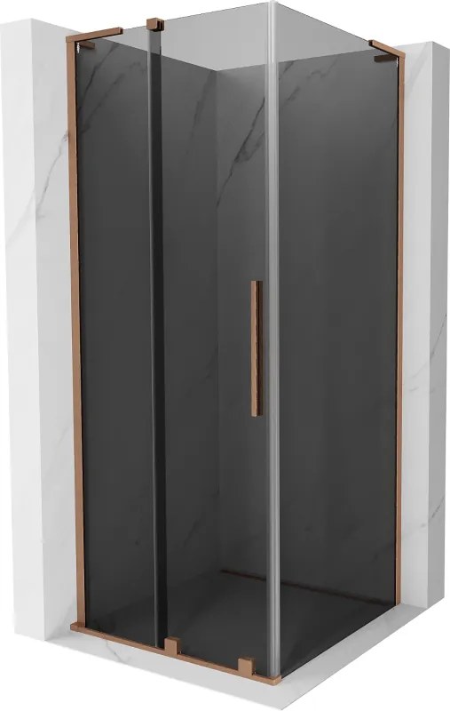 Mexen Velar L, sprchový kout s posuvnými dveřmi 90 x 90 cm, 8mm šedé sklo, měděná matná, 871-090-090-43-65