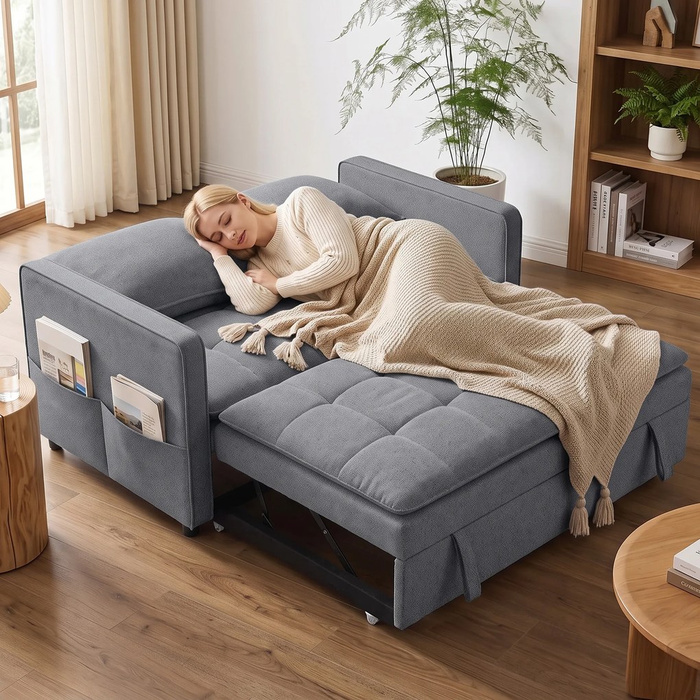 HOMCOM rozkládací pohovka pro 2 osoby 130 cm, tmavě šedá