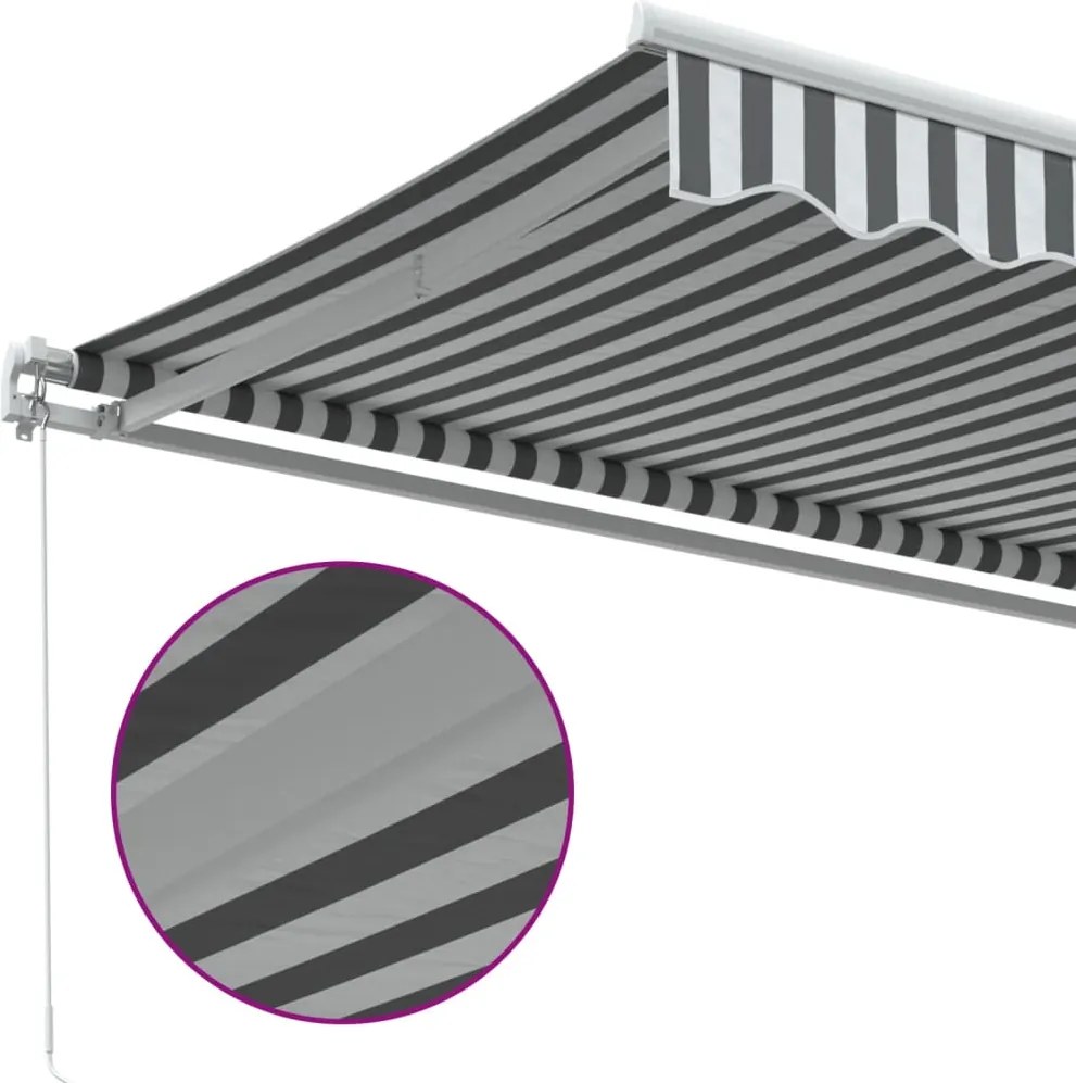 Ručně zatahovací markýza antracitová a bílá 450 x 350 cm 3215796