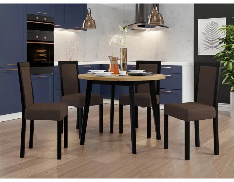 Jídelní stůl se 4 židlemi AL081, Barva dřeva: dub grandson - L, Potah: Zetta 300, Barvy nožiček: černá