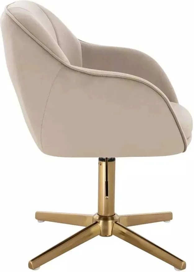 LuxuryForm DESIGN Otočná židle AVOLA VELUR na zlatém kříži - latte