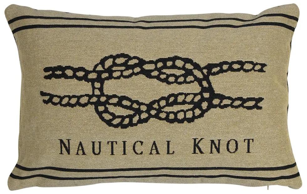Béžovo-černý gobelínový polštář s uzlem Nautical knot I - 45*15*30cm