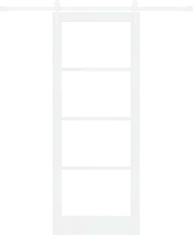 Posuvné dveře 83 x 211 cm Masivní borové dřevo a sklo Bílá 3332364
