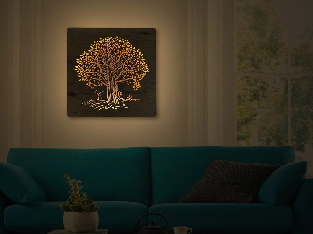 Li-Go "Lípa" světelný obraz 230V 62x62 cm provedení povrchu: bříza