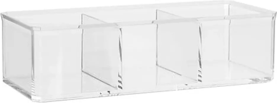 5Five® Průhledný box s víkem Selena, 3 přihrádky, 22,8 x 9,5 x 8,3 cm