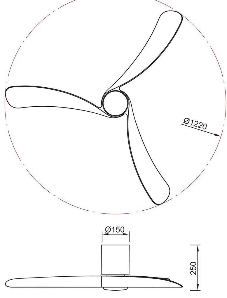 Matra 9047 Nemo M, lopatkový ventilátor se svítidlem a dálk. ovladačem, LED 24W 2700-5000K, černá/dřevěná, průměr 122cm