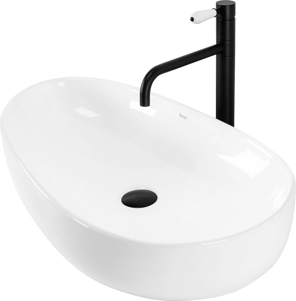 Rea Sandra, umyvadlo na desku 650x400x130 mm, bílá lesklá, REA-U8423