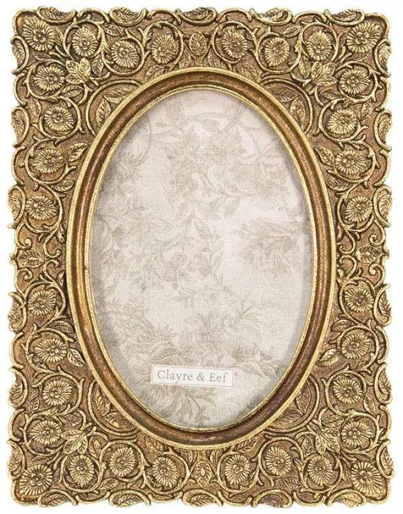Zlatý fotorámeček Gabriel s květinovým dekorem – 10x15 cm