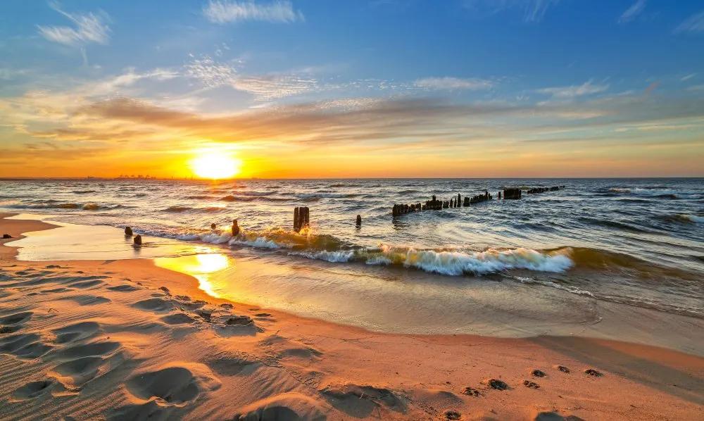 Vícedílný obraz Baltské Moře Při Západu Slunce Nedostatek Nedostatek Přírodní plátno 150x90