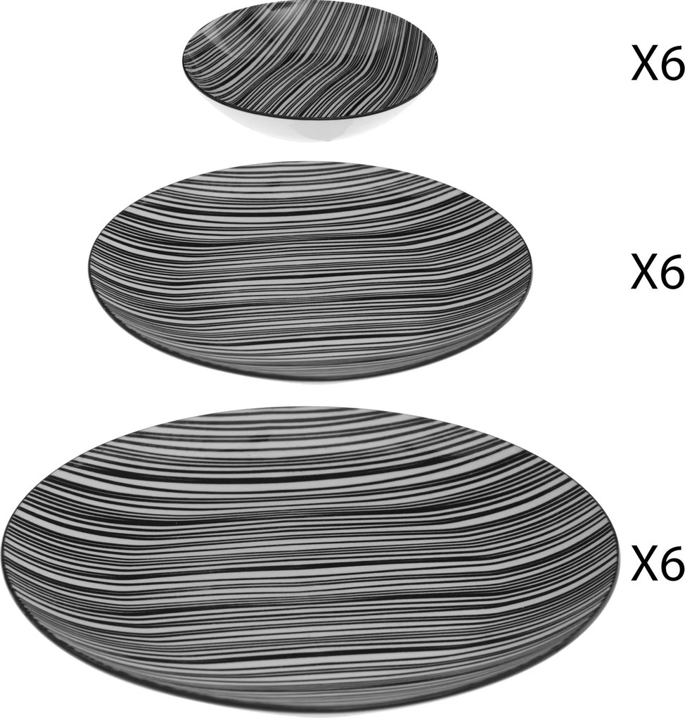Jídelní Servis – sada talířů Zebra pro 6 osob