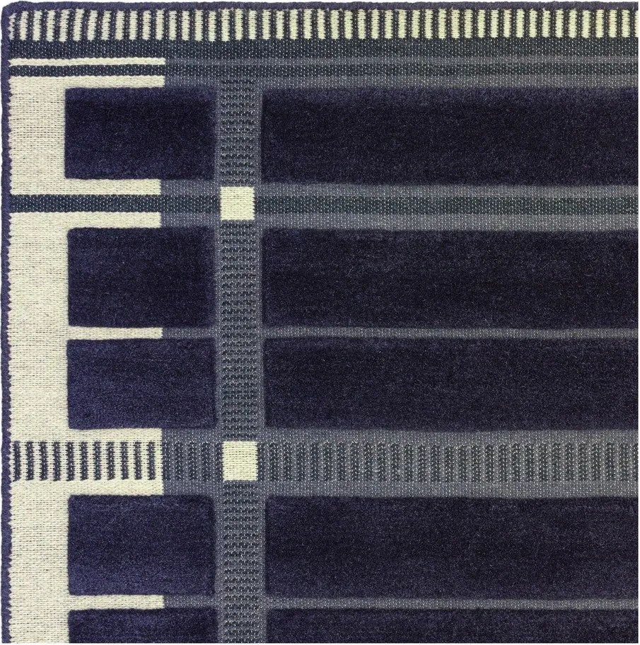 Tmavě modrý/béžový ručně tkaný vlněný koberec 160x230 cm – Asiatic Carpets