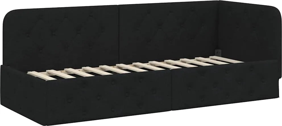 Rohový rám postele Černý 80 x 200 cm textil 3394031