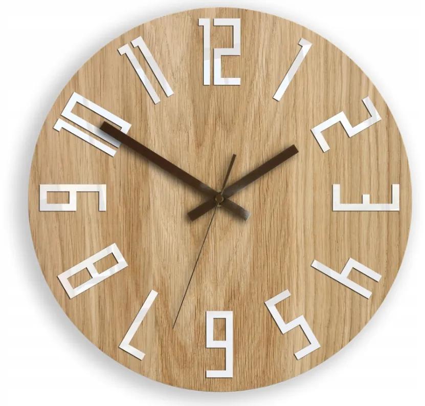 M.Clock Nástěnné přírodní dřevěné hodiny 33,5cm
