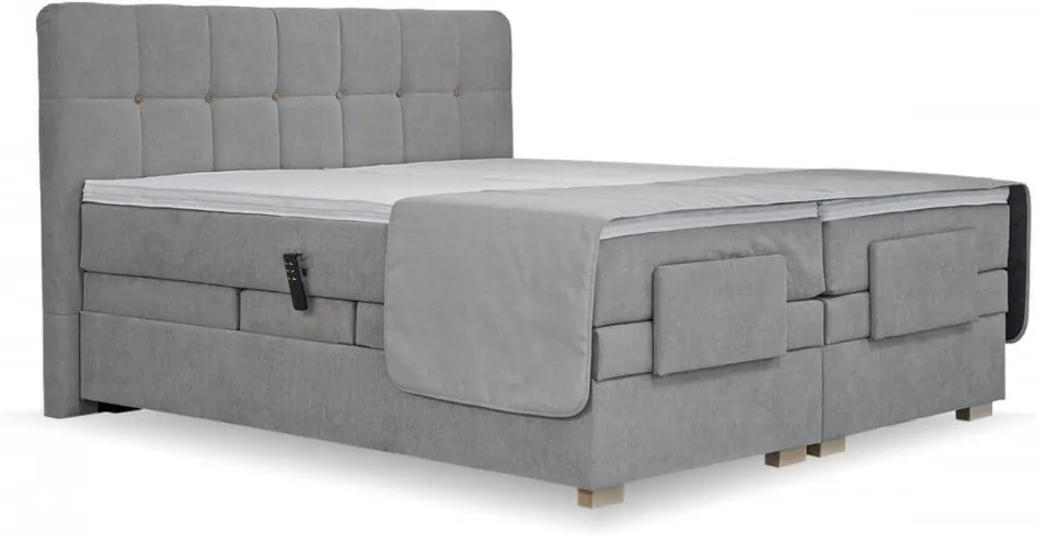 Americká postel  boxspring Samara, 180x200, motorový rošt, šedá BLANÁŘ