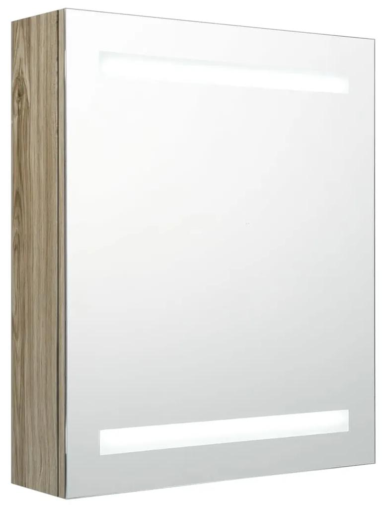 LED koupelnová skříňka se zrcadlem dub 50 x 14 x 60 cm