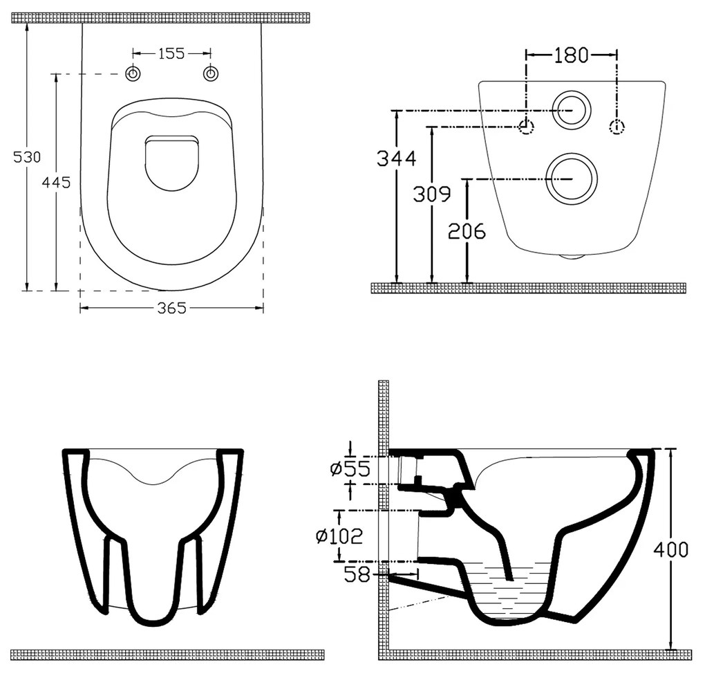 Isvea INFINITY závěsná WC mísa, Rimless, 36,5x53cm, ivory - 10NF02001-2K