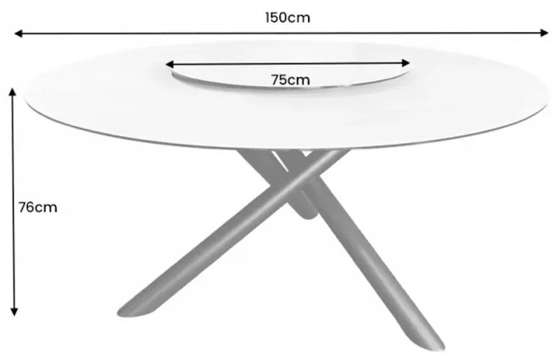 Massive home | Kulatý jídelní stůl SPIN WHITE 150 CM keramika otočný