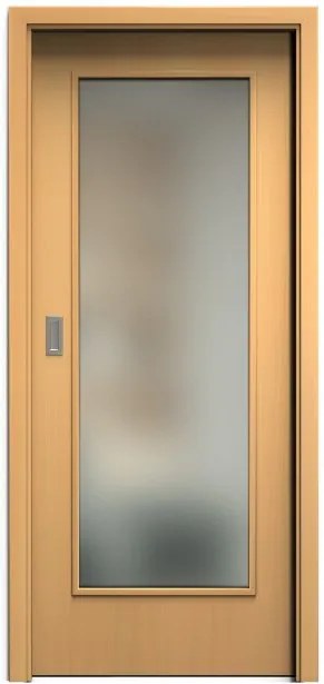 SAPELI ELEGANT KOMFORT M40 - DÝHA - POSUVNÉ DVEŘE VČ. ZÁRUBNĚ - Buk Průchozí šířka (cm): 100, Průchozí výška (cm): 210, Typ skla: Satináto bílé
