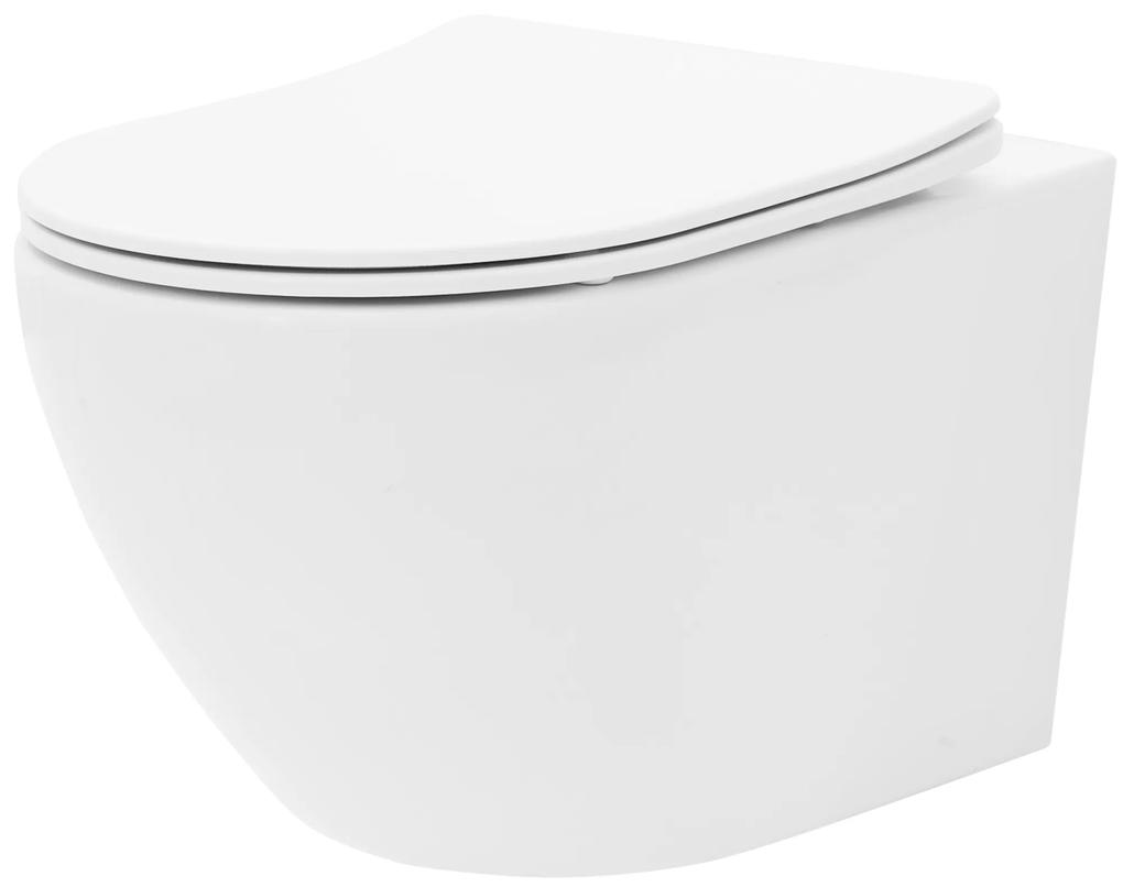 Závěsné WC MAXMAX Rea CARLO mini RIMLESS + Duroplast sedátko flat - bílé