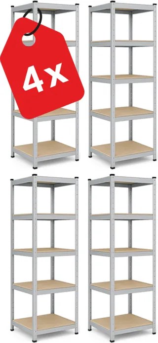 Regál 180x40x40 cm zinkovaný 5-policový, nosnost 875 kg - 4ks