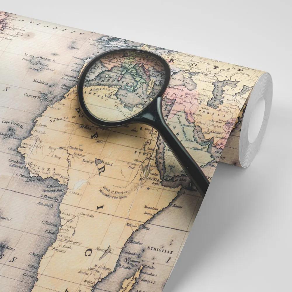 Samolepící tapeta mapa světa s lupou