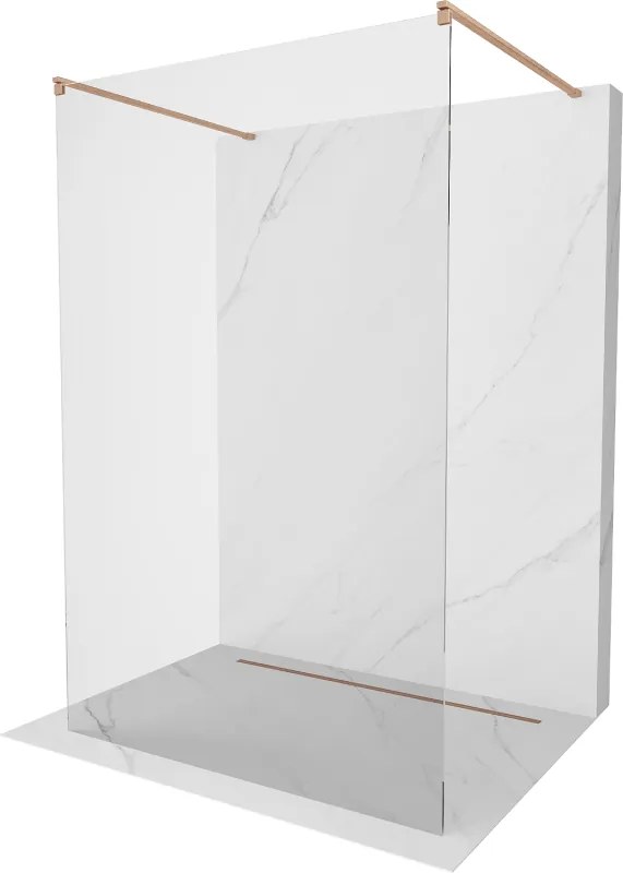 Mexen Kioto, sprchová zástěna Walk-In 155 x 200 cm, 8mm čiré sklo, měděný matný profil, 800-155-002-65-00