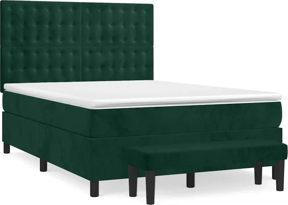Box spring postel s matrací tmavě zelená 140x190 cm samet 3138082