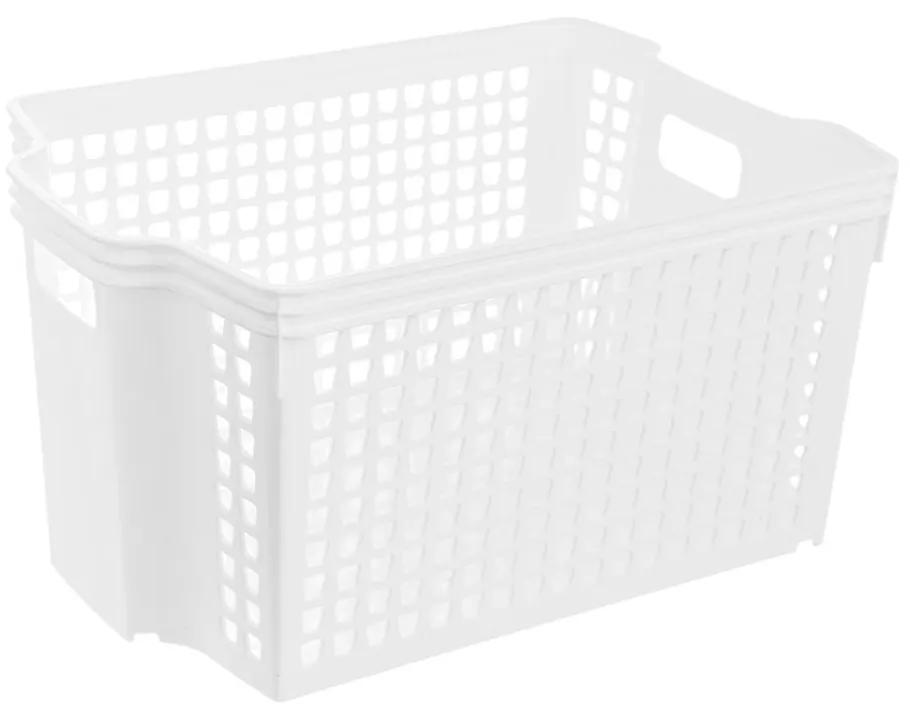 Orion Košík, úložný box STACK, stohovatelný, bílý (L - 28x19,5x14,5cm)