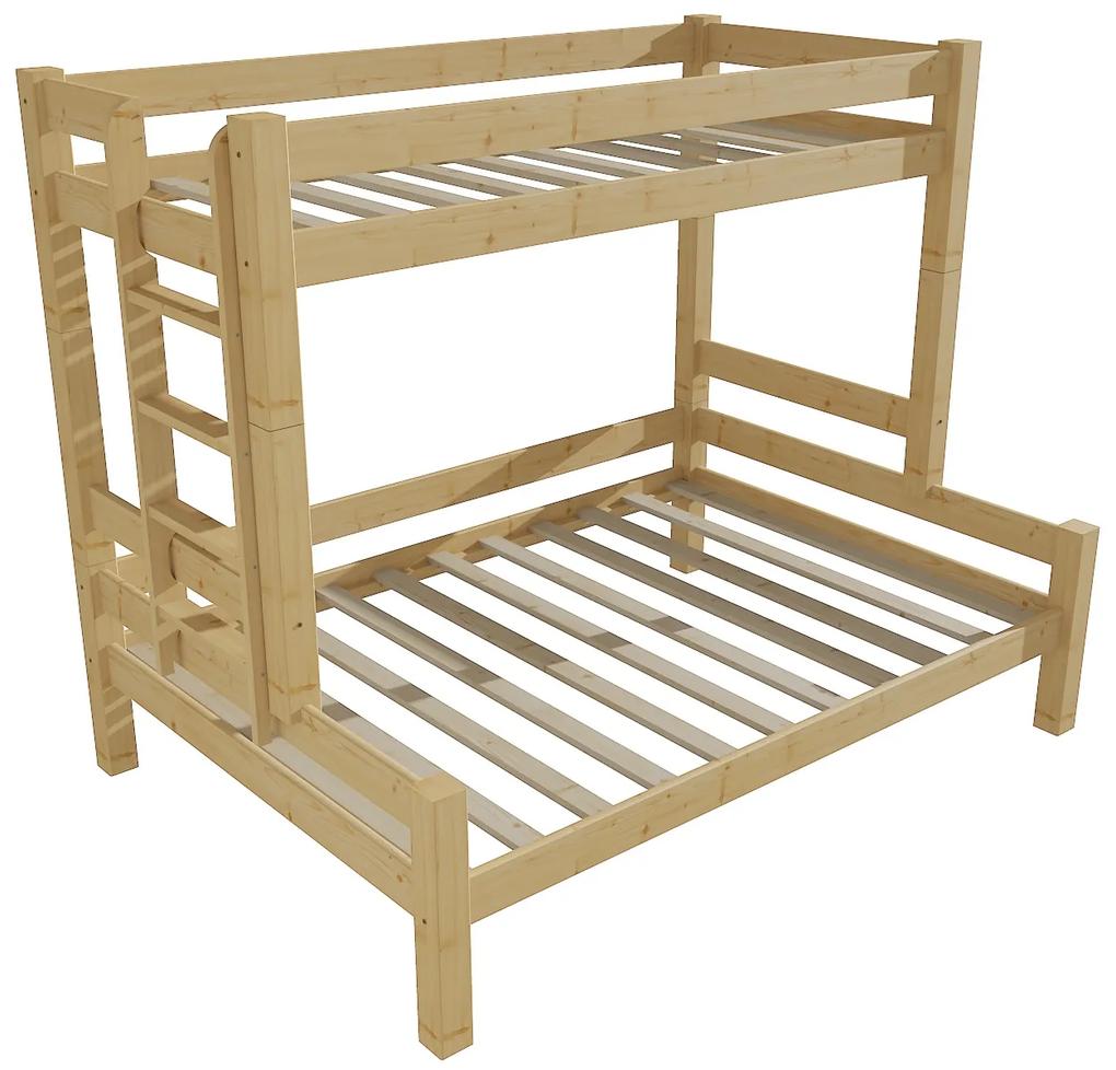 Vomaks Patrová postel s rozšířeným spodním lůžkem 8X8 06B Rozměr: 90/120 x 200 cm, Barva: surové dřevo, Varianta: vpravo