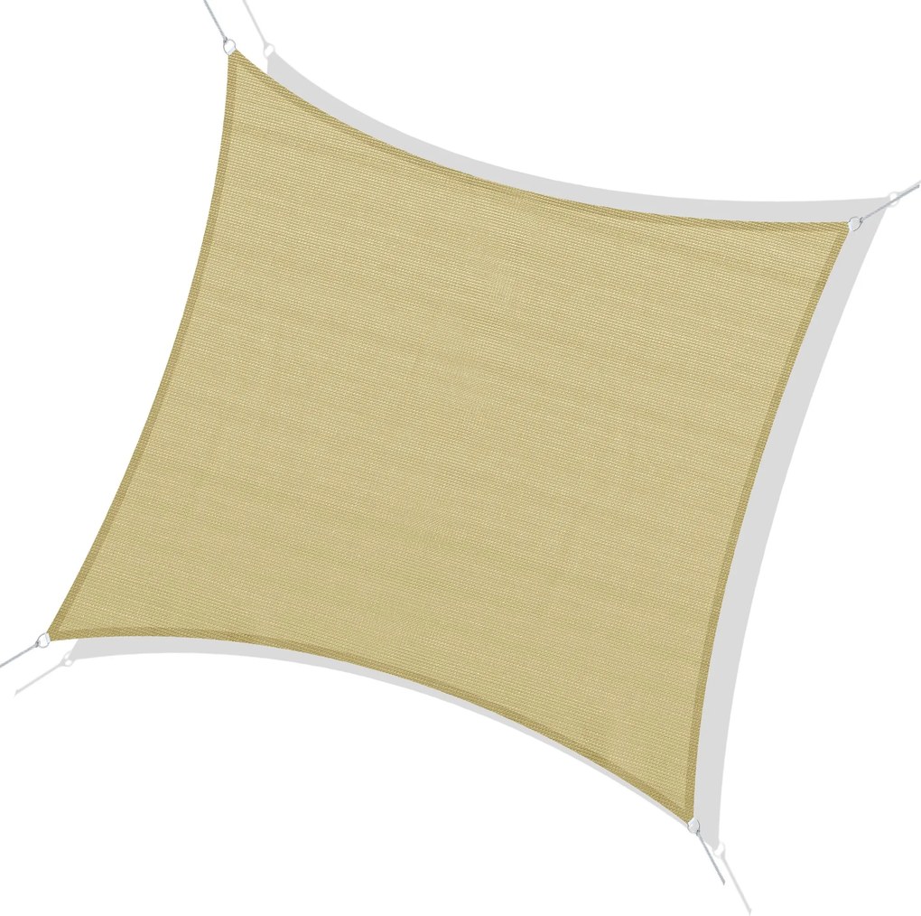Outsunny Čtvercový Plachtový Stín pro Venkovní Použití z Prodyšného HDPE, UV Ochrana 95%, 360x360 cm