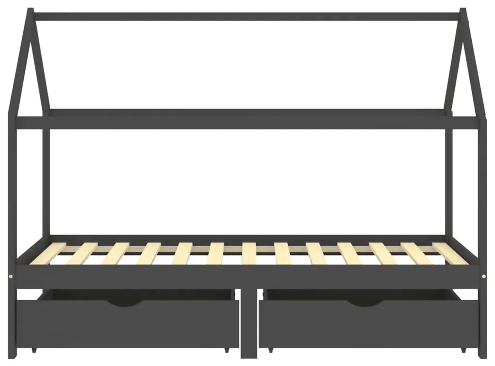 vidaXL Marketos Rám dětské postele se zásuvkami tmavě šedý borovice 90 x 200 cm