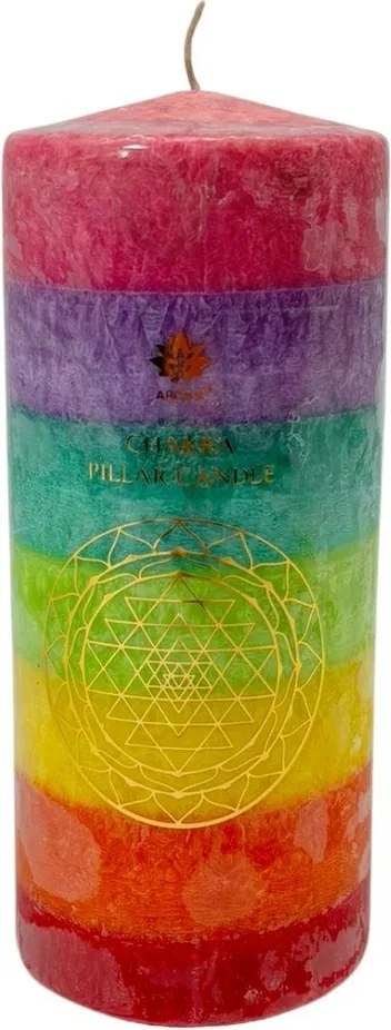 Arome Svíce Chakra sloupová, bez vůně, 460 g, 7 barev