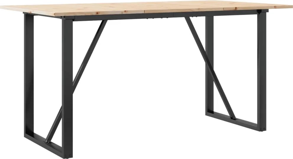 Jídelní stůl s O rámem 140 x 80 x 75 cm borové dřevo a ocel 3282676