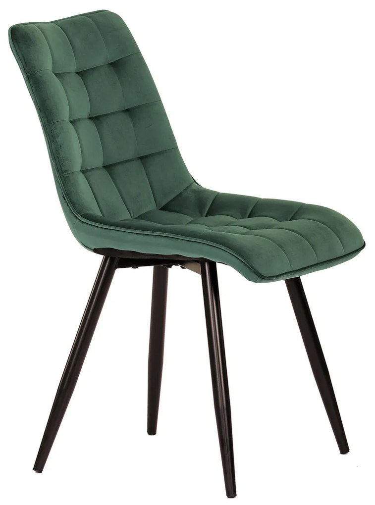 AUTRONIC Jídelní židle, potah v zeleném sametu, kovové podnoží v černé práškové barvě