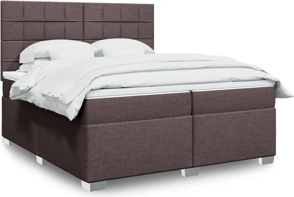 Box spring postel s matrací tmavě hnědá 200x200 cm textil 3292898