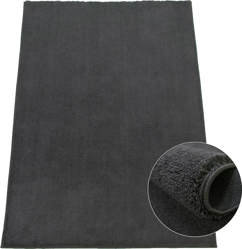 BE Koberec Oslo OSLO 7000 DARK GREY - šedý obdélníkový Rozměr: 60x100 cm