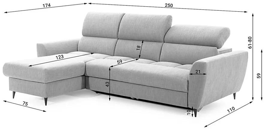 Casarredo - Komfort nábytek Rohová sedací souprava CESAROLA 250 rozkládací s úložným prostorem, levá CESAROLA látky A1 | potah: lena 87