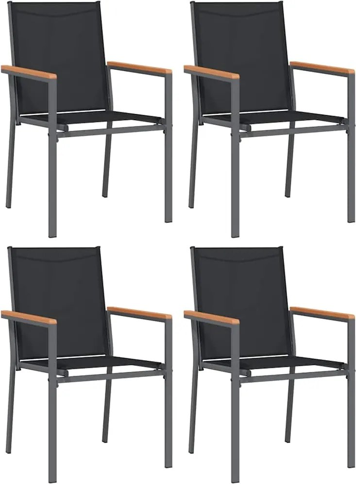 5dílný zahradní jídelní set černý textilen a ocel 3187043