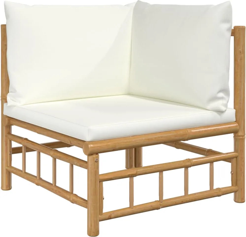 6dílná zahradní sedací souprava krémově bílé podušky bambus 3155188
