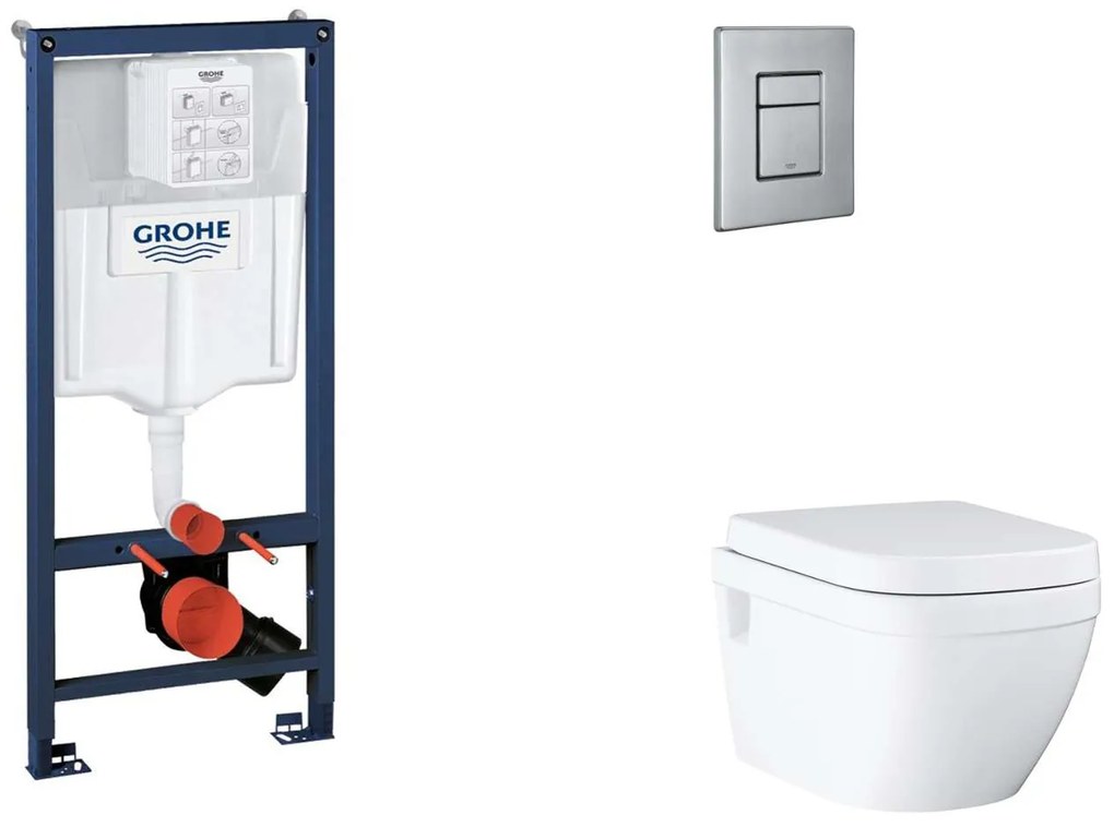 Grohe Rapid SL - Set předstěnové instalace, klozetu, sedátka SoftClose a tlačítka Skate Cosmopolitan, kartáčovaná nerezová ocel SANI11BB2121