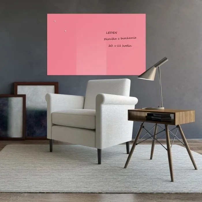 Růžová perlová skleněná magnetická tabule do restaurace Smatab® - 100 x 65 cm