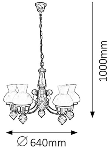 Rabalux 7079 - Lustr na řetězu PETRONEL 5xE27/60W/230V