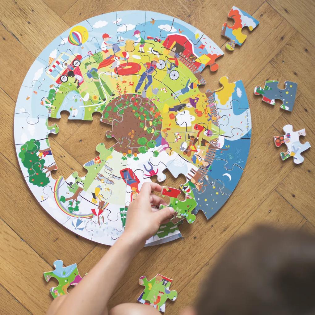 Bigjigs Toys Kulaté podlahové puzzle - Čtyři roční období 50 dílků