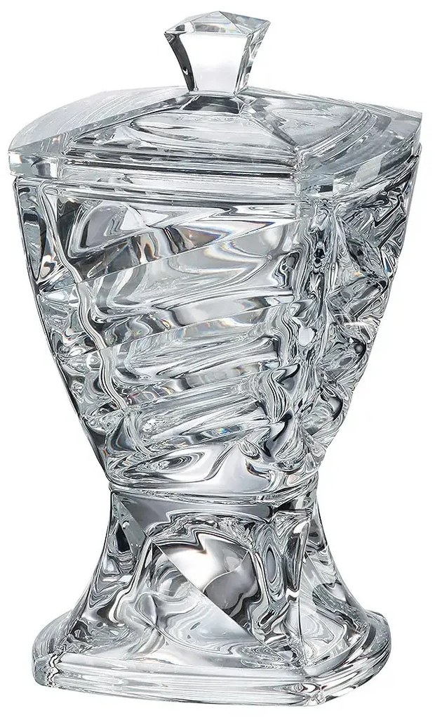 Crystalite Bohemia skleněná dóza Facet 24,5 cm