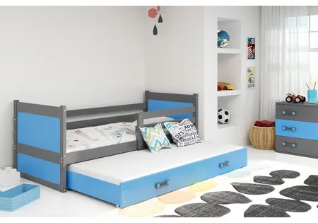 Dětská postel s výsuvnou postelí RICO 190x80 cm Šedá Borovice