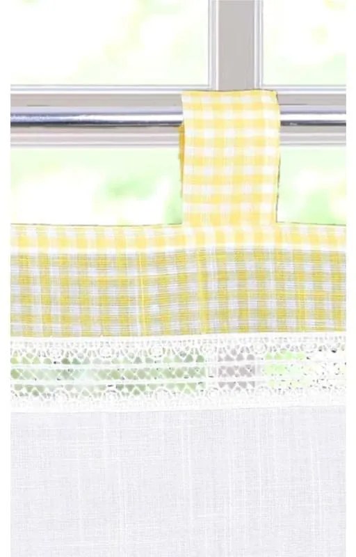Hotová záclona - Kostička a krajka, žlutá, 40 x 80 cm