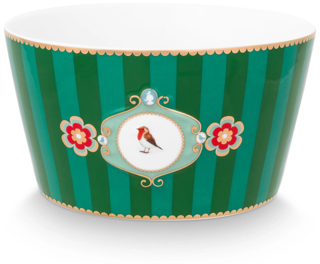 Pip Studio Love Birds Stripes miska Ø 15cm, zelená