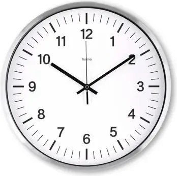 Hama Java stříbrná / nástěnné hodiny řízené rádiovým signálem / 35 cm