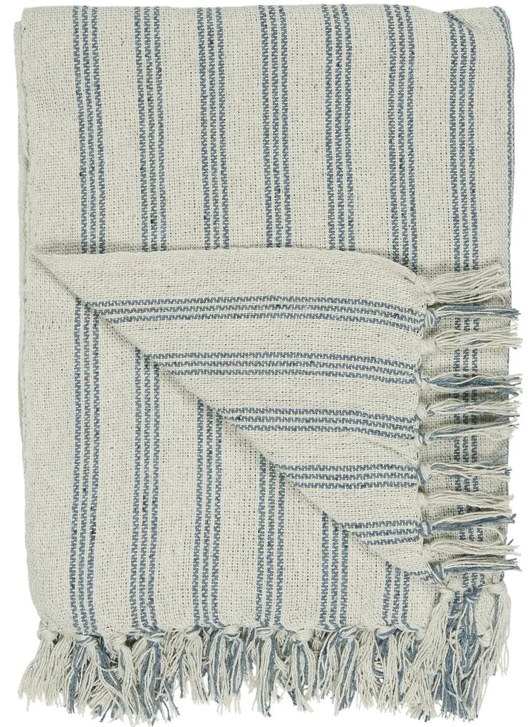 IB LAURSEN Bavlněný přehoz Light Blue Stripes 160x130, modrá barva, textil