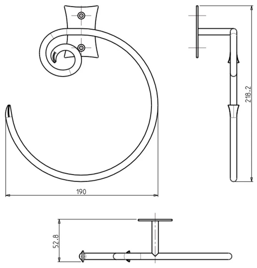 METAFORM REBECCA držák ručníků otevřený, černá CC006